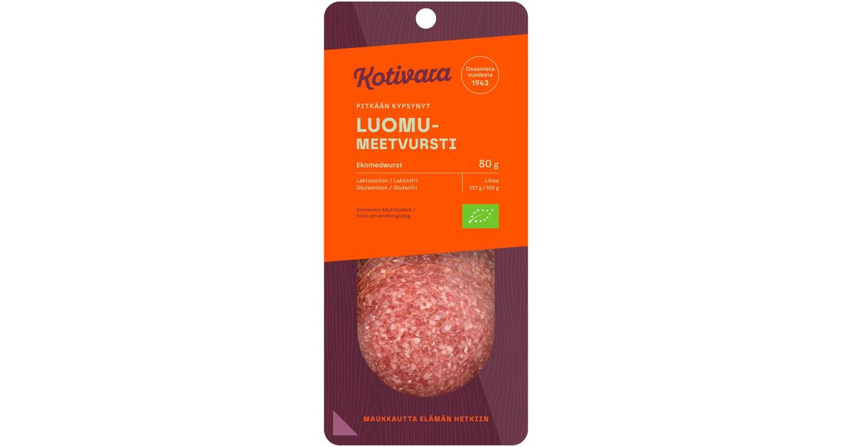 Kotivara Luomumeetvursti 80 g | S-kaupat ruoan verkkokauppa