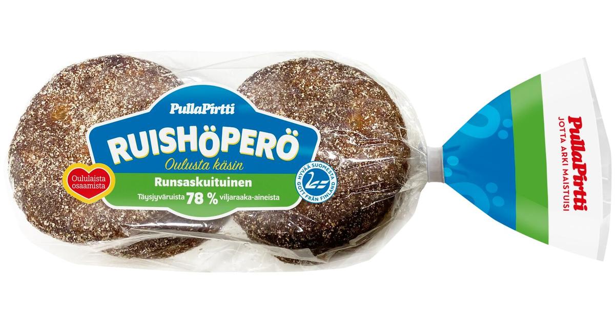 Pulla-Pirtti Ruishöperö 8/240g halkaistu laktoositon runsaskuituinen täysjyväruisleipä | S ...