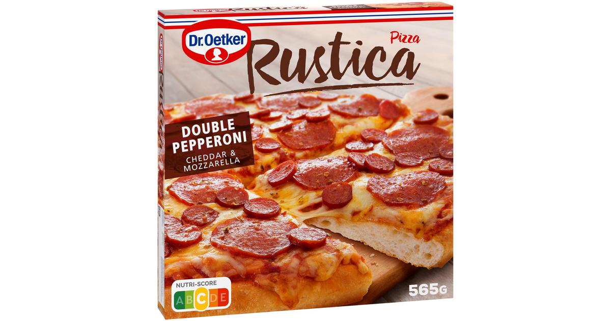 Dr. Oetker Rustica Double Pepperoni Cheddar & Mozzarella pakastepizza ...