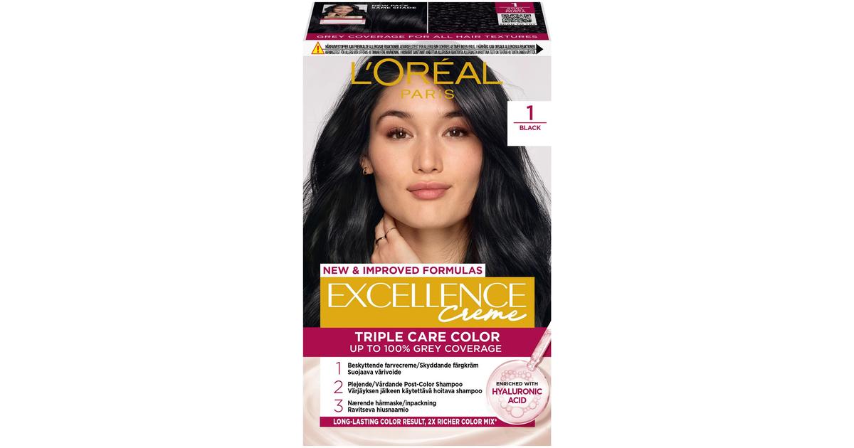 L'Oréal Paris Excellence Creme 1 Black Musta kestoväri 1kpl | S-kaupat ...