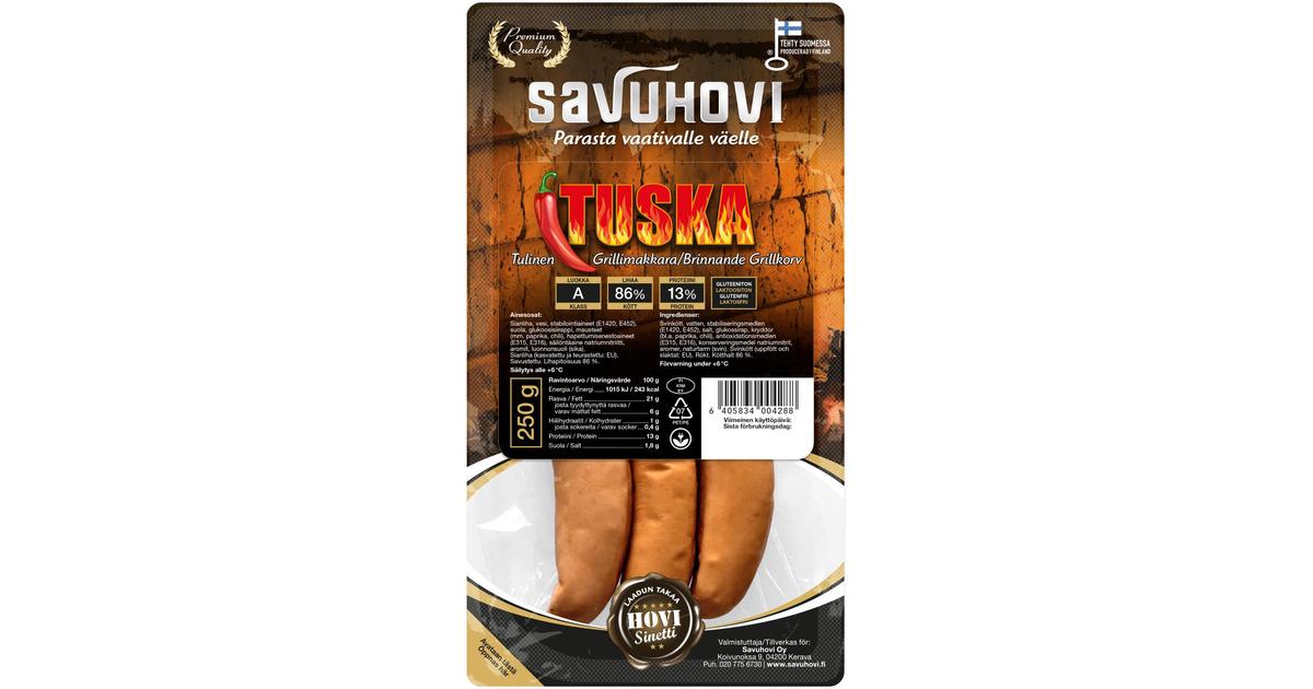 Savuhovi Tuska chili grillimakkara 250g | S-kaupat ruoan verkkokauppa
