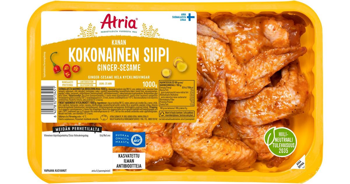 Atria Kanan Kokonainen Siipi Ginger-sesame 1kg | S-kaupat ruoan ... Atria Kanan Kokonainen Siipi Ginger-sesame 1kg | S-kaupat ruoan ...
