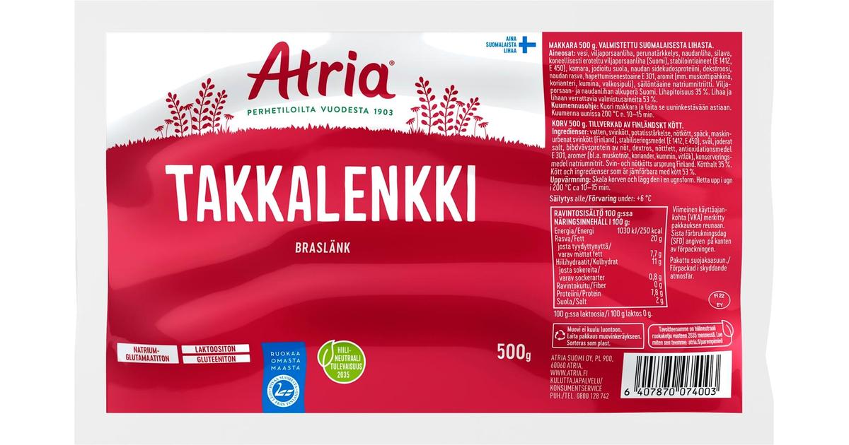 Atria Takkalenkki 500g | S-kaupat ruoan verkkokauppa