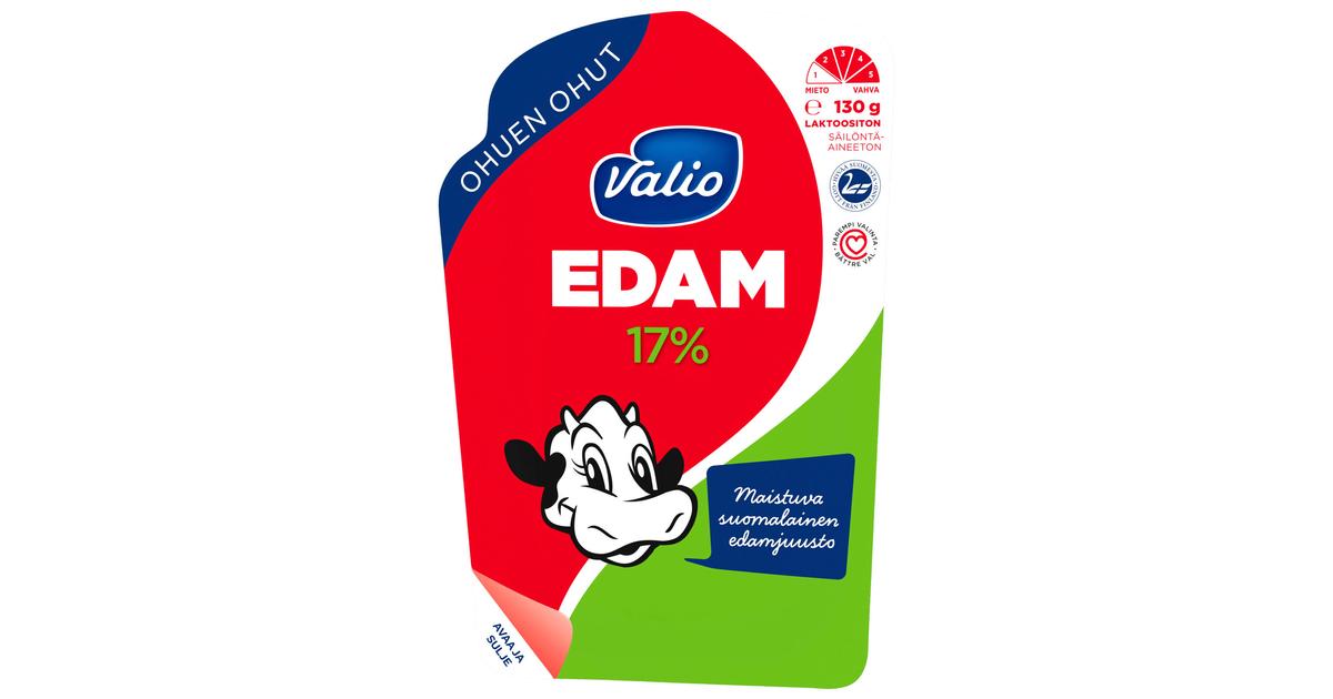 Valio Edam 17 % ohuen ohut e130 g viipale | S-kaupat ruoan verkkokauppa