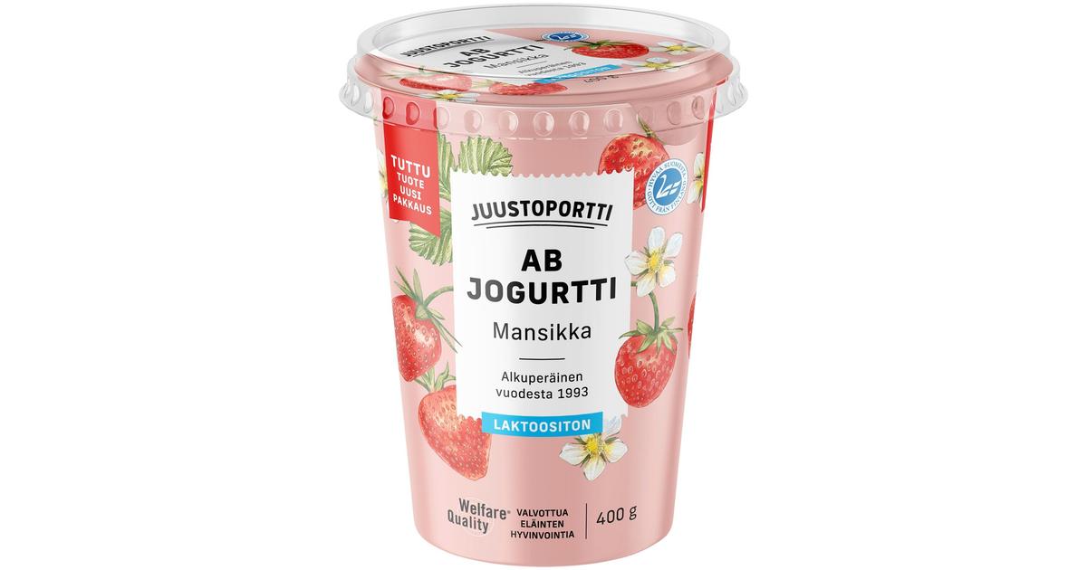 Juustoportti AB-jogurtti 400g mansikka laktoositon | S-kaupat ruoan verkkokauppa