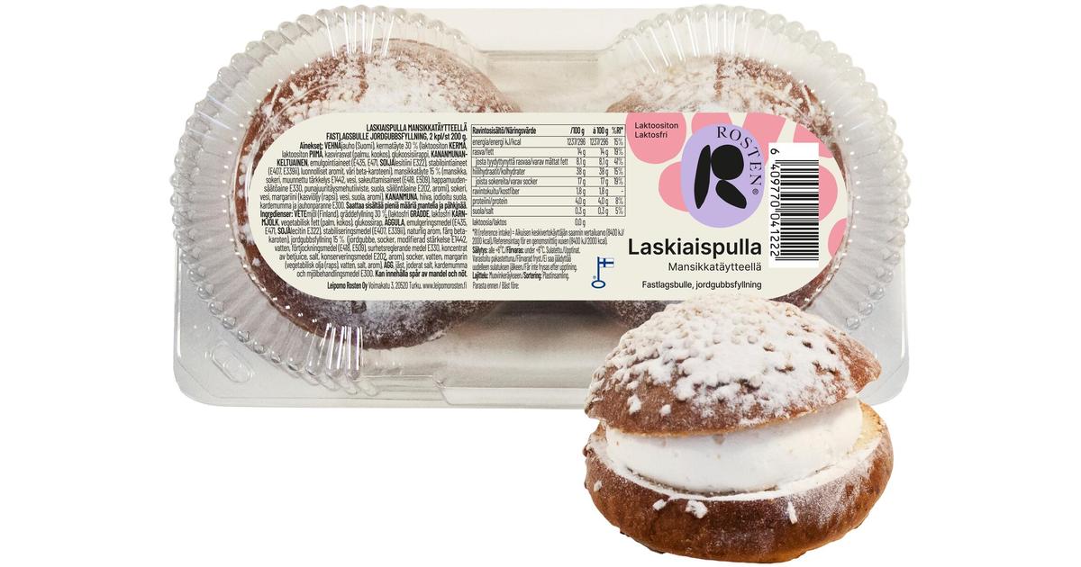 Rosten Laskiaispulla mansikkatäytteellä 2kpl 200g | S-kaupat ruoan verkkokauppa
