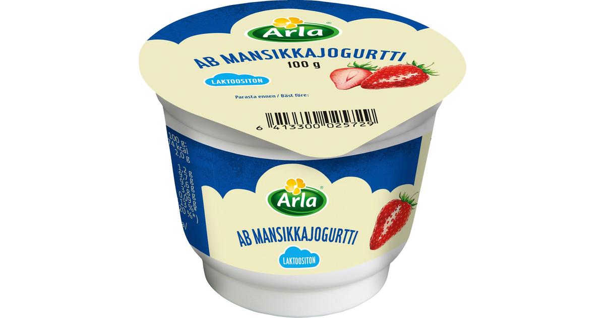 Arla AB-mansikkajogurtti 100 g laktoositon | S-kaupat ruoan verkkokauppa