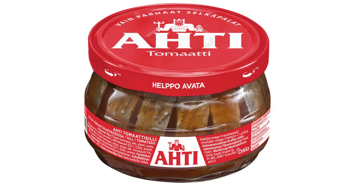 Ahti tomaattisilli, silliä maustekastikkeessa 240/150g | S-kaupat ruoan ...