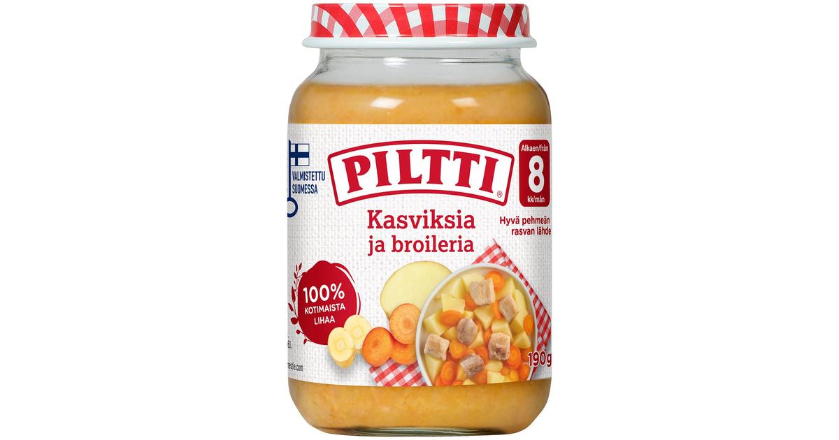 Piltti 190g Kasviksia ja broileria lastenateria 8kk | S-kaupat ruoan ...
