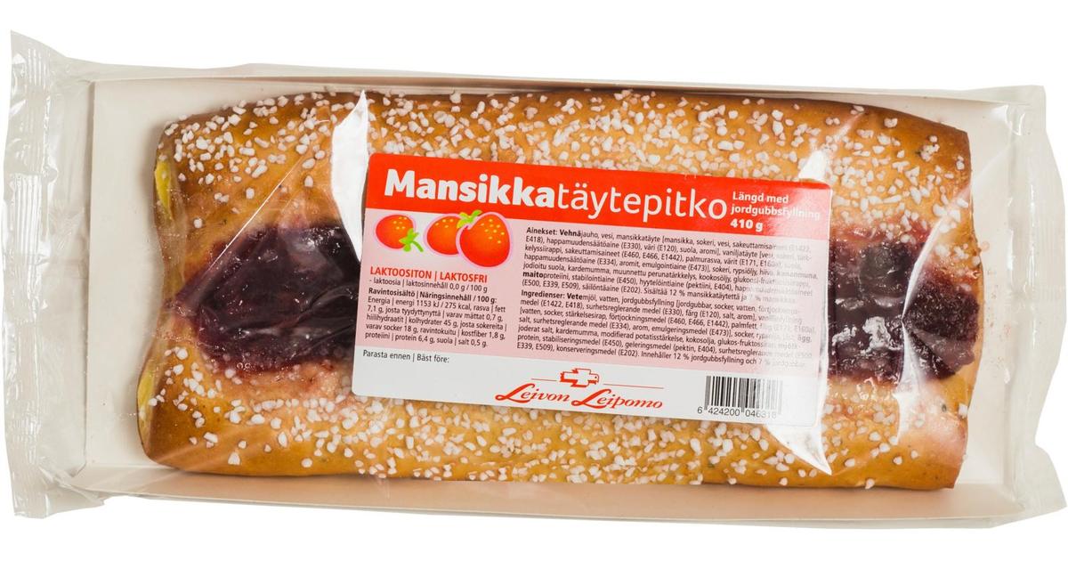 Leivon Leipomo Mansikkatäytepitko 410g mansikkatäytteinen pullapitko ...