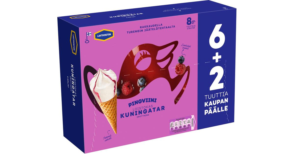Pingviini Kuningatar Laktoositon jäätelötuutti monipakkaus 8x67g | S ...