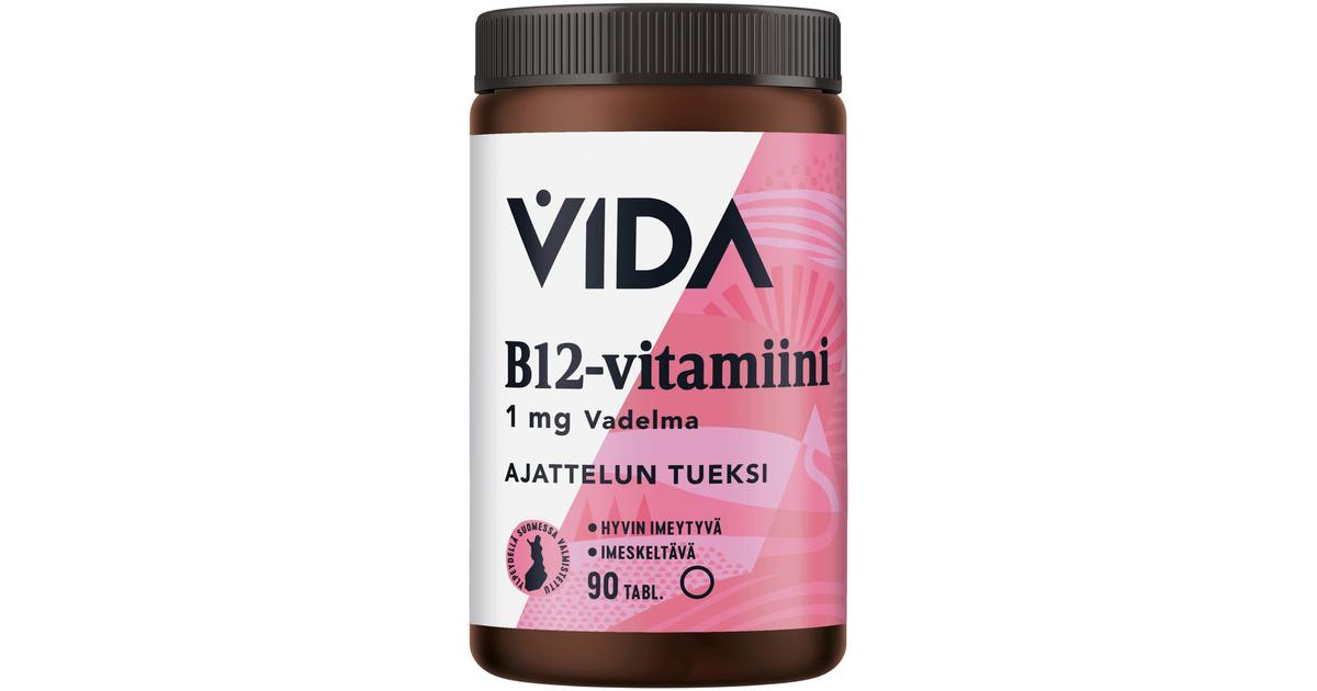 Vida B-vitamiinivalmiste B12-vitamiini 1 mg vadelmanmakuinen ...