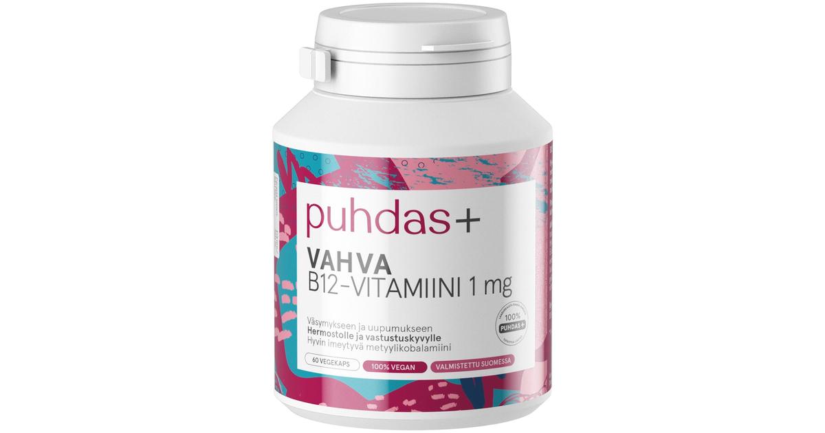 Puhdas+ Vahva B-12 vitamiini 1 mg 60 vegekaps | S-kaupat ruoan verkkokauppa