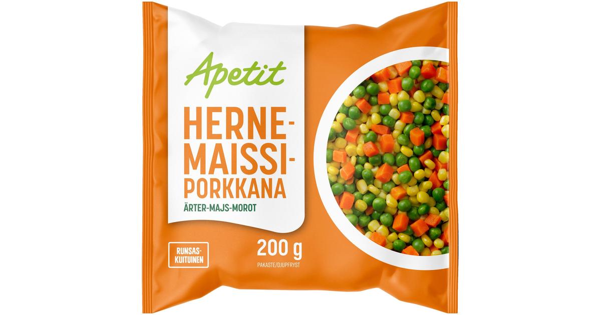 Apetit Herne-maissi-porkkana pakaste 200g | S-kaupat ruoan verkkokauppa