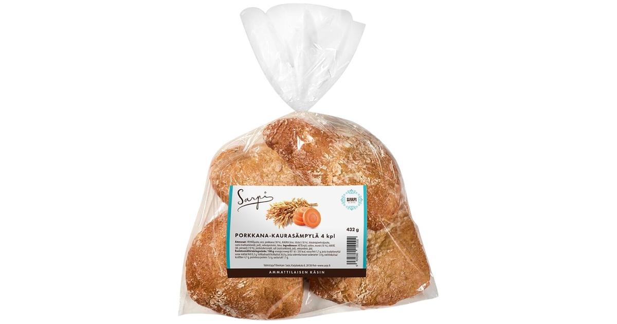 Sarpi Kaura-porkkana sämpylä 4kpl/432g | S-kaupat ruoan verkkokauppa