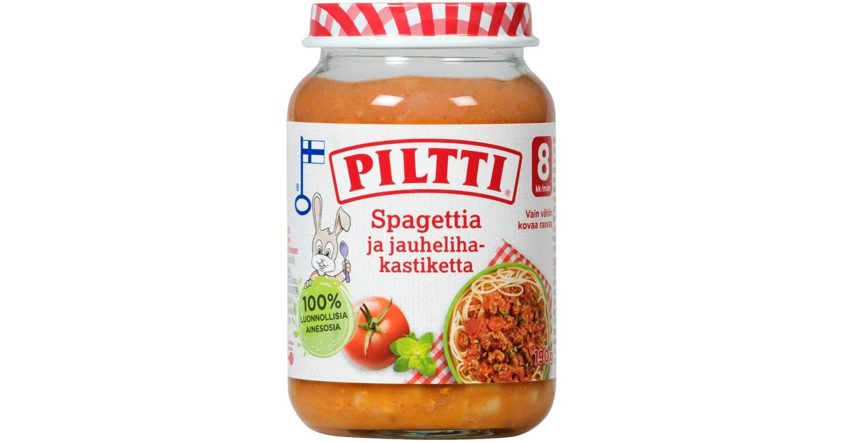 Piltti 190g Spagettia ja jauhelihakastiketta lastenateria 8kk | S ...