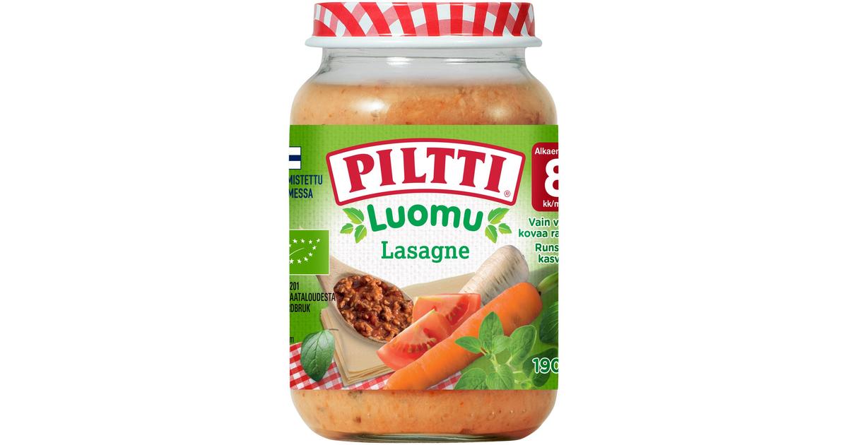 Piltti Luomu 190g Lasagne lastenateria 8kk | S-kaupat ruoan verkkokauppa