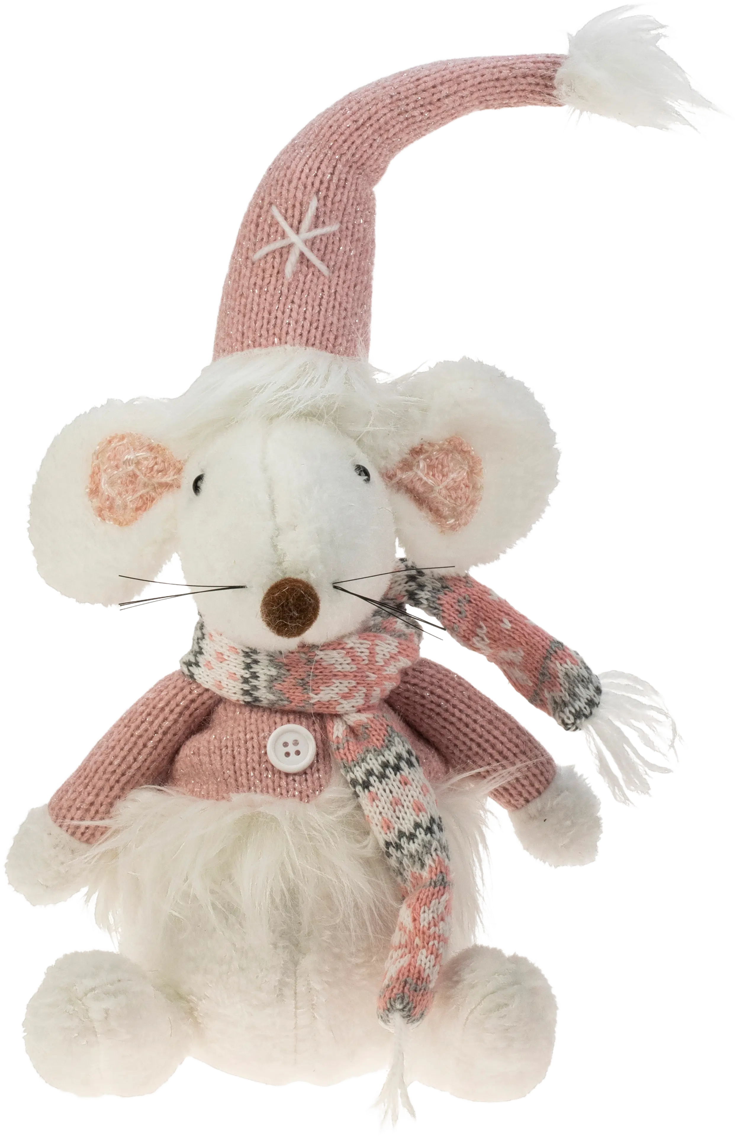 Weiste Istuva hiiri 37 cm valkoinen, roosa takki ja hattu | Sokos ...