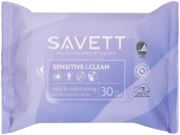 Savett Sensitive & Clean uudelleensuljettava kosteuspyyhe 30kpl | Sokos ...