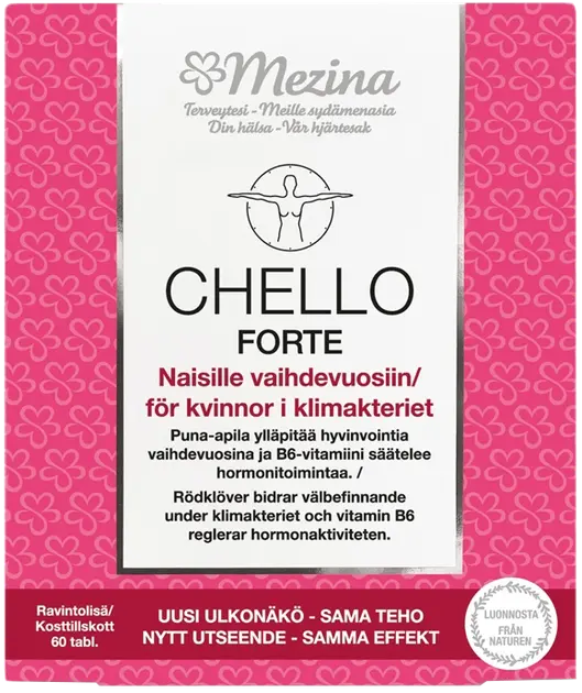 Mezina Chello Forte + B6 soija-yrttivalmiste ravintolisä 60 tabl. 38 g ...