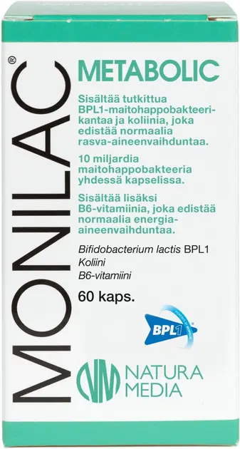 Natura Media MONILAC® METABOLIC maitohappobakteerivalmiste 60 kaps ...