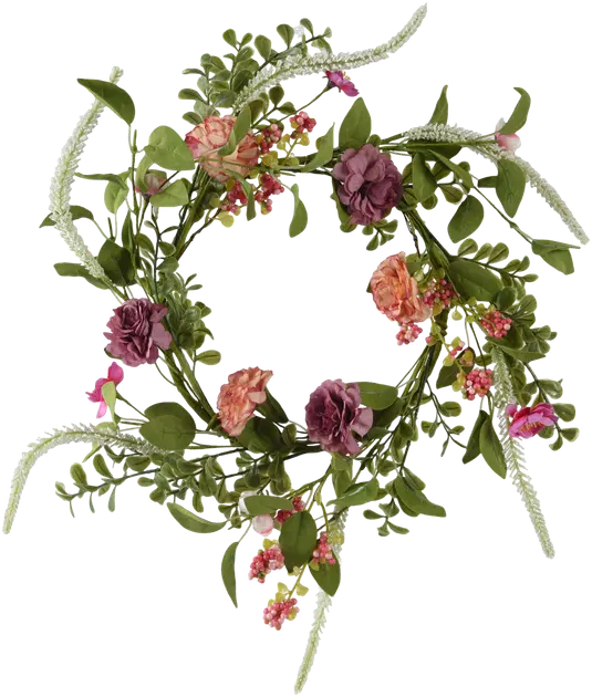 Decoris Kranssi Neilikka 45 cm pinkki | Sokos verkkokauppa