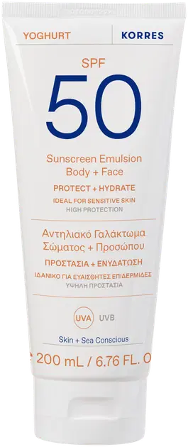 KORRES Yoghurt Sunscreen Face & Body SPF50 emulsiovoide kasvoille ja ...
