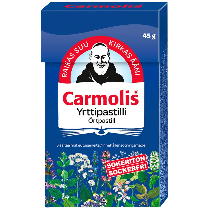 Carmolis yrttipastilli, sokeriton 45 g | S-kaupat ruoan verkkokauppa