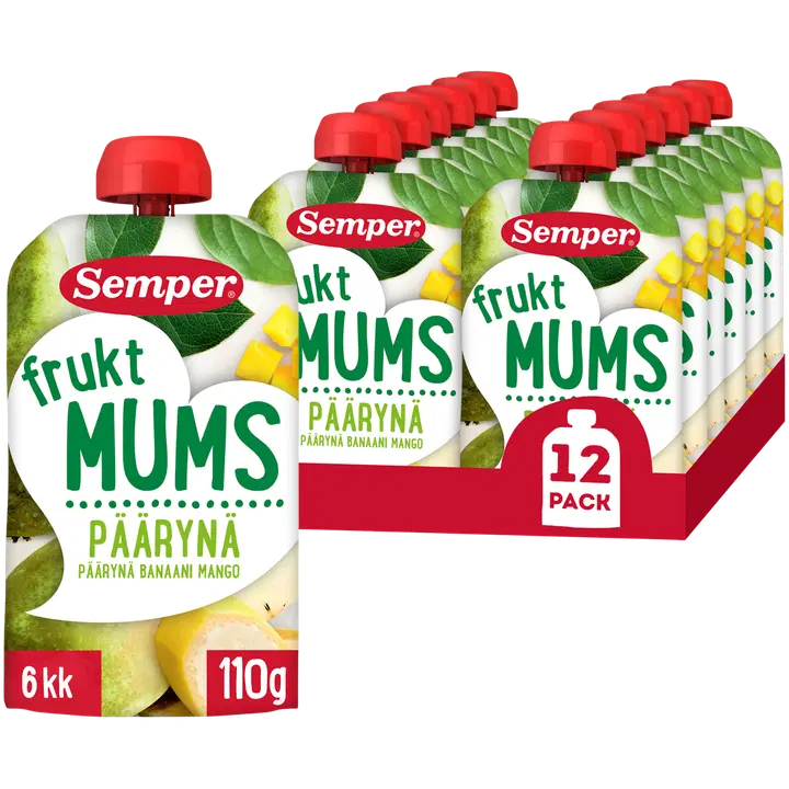 12-pack Semper Fruktmums Päärynä 110g hedelmäsose alk. 6kk | S-kaupat ...