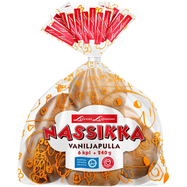 Leivon Leipomo Nassikka Vaniljapulla 6 kpl 240g | S-kaupat ruoan ...