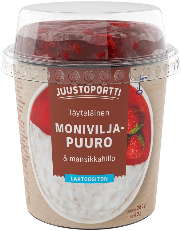 Juustoportti Täyteläinen Moniviljapuuro ja mansikkahillo 300g laktoositon | S-kaupat ruoan ...