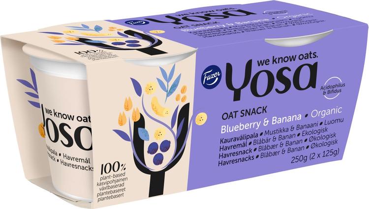 Fazer Yosa Mustikka & Banaani Luomu kauravälipala 2 x 125 g | S-kaupat ...