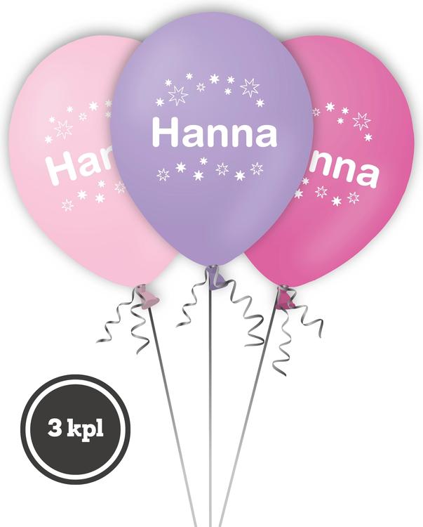 Nimi-ilmapallo Hanna 3kpl | S-kaupat ruoan verkkokauppa