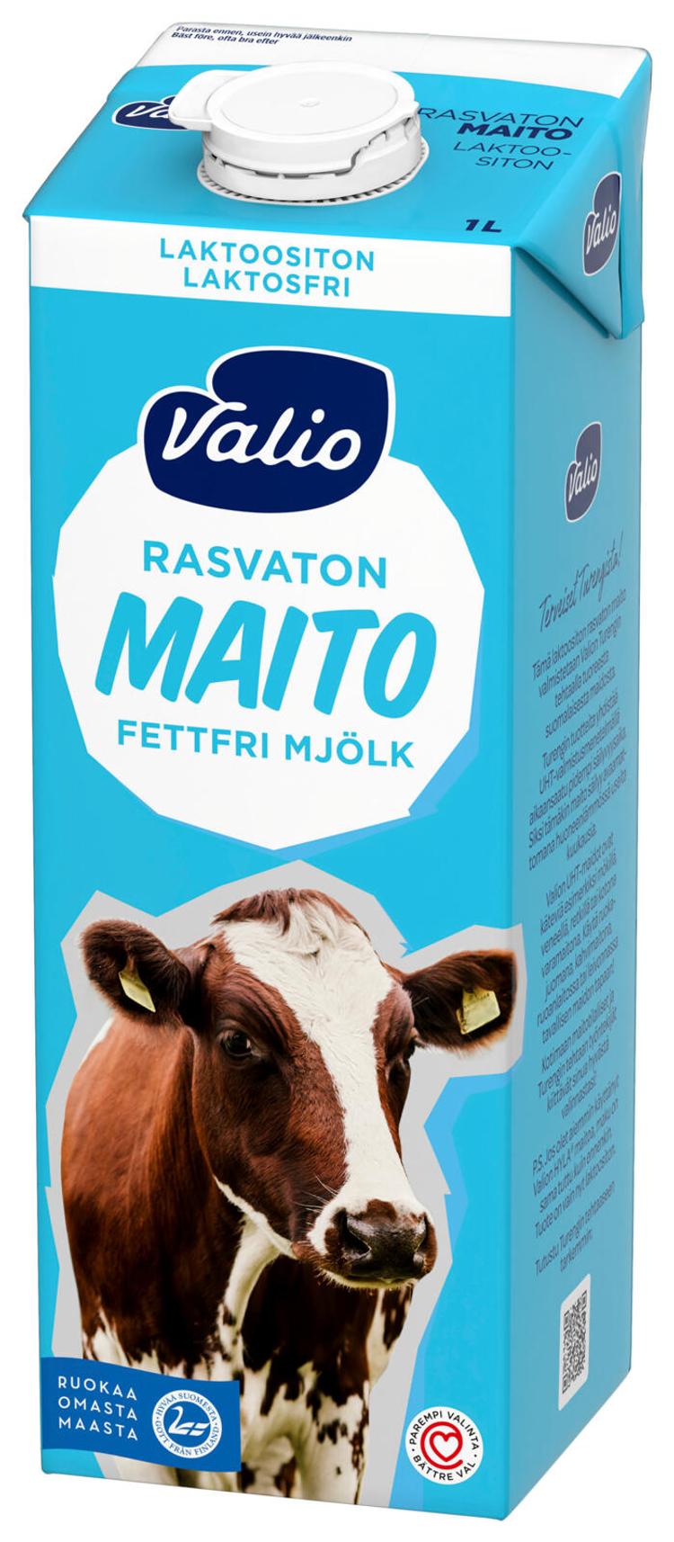 Valio rasvaton maito 1 l laktoositon UHT | S-kaupat ruoan verkkokauppa