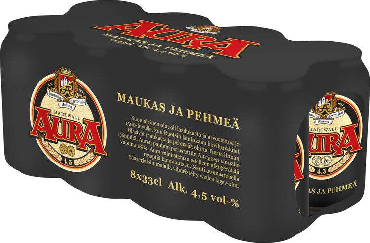 8 x Aura olut 4,5% 0,33 l | S-kaupat ruoan verkkokauppa