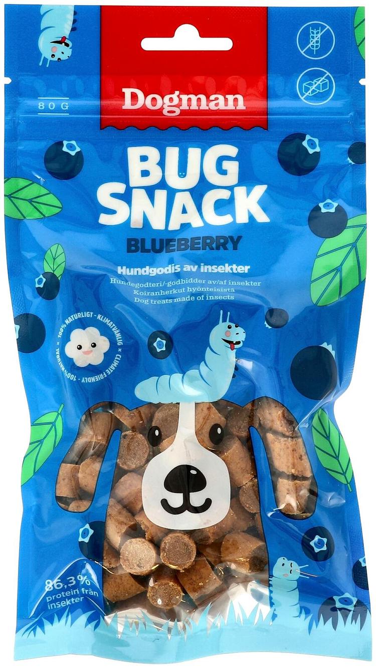 Dogman Bug Snack mustikka 80g | S-kaupat ruoan verkkokauppa