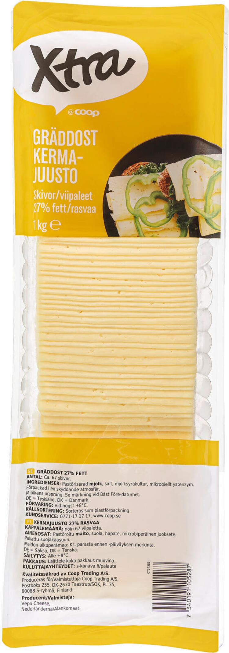 Xtra viipaloitu kermajuusto 1kg | S-kaupat ruoan verkkokauppa