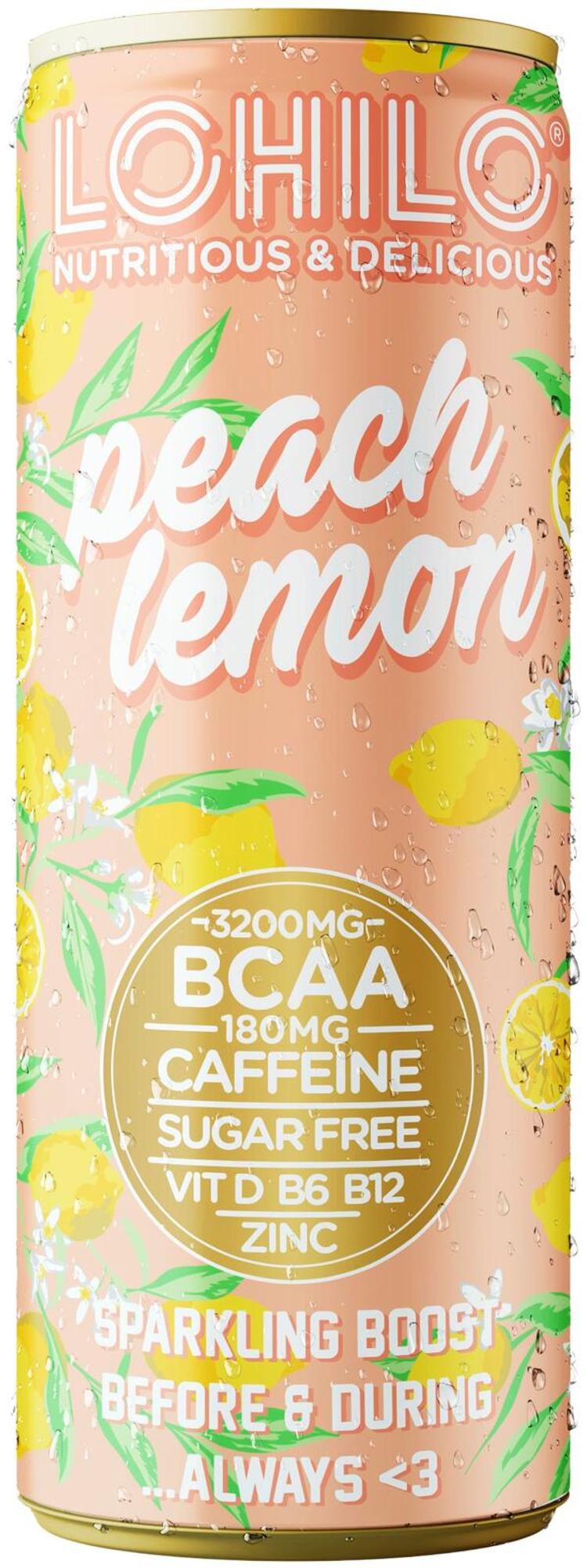 Lohilo Peach Lemon BCAA-aminohappoja sisältävä sokeriton hiilihapotettu ...