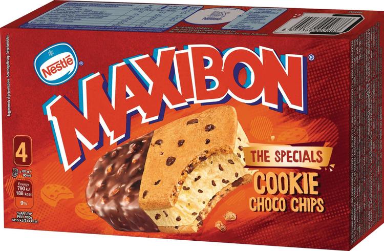 Maxibon Cookie Choco Chips välipalajäätelö monipakkaus 4x60g/90ml | S ...