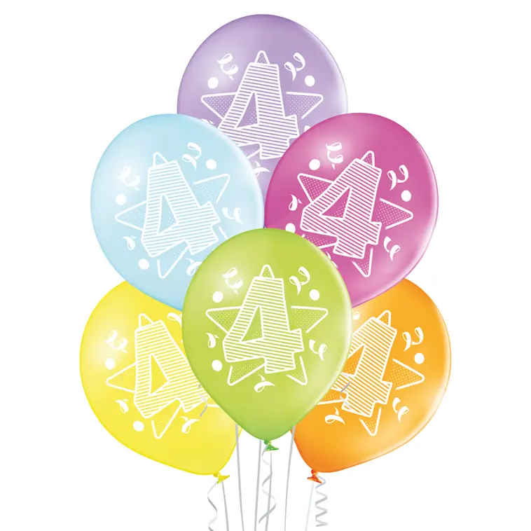 Ilmapallokeskus 4 vuotta ekoilmapallo värisekoitus 6 kpl | Prisma ...