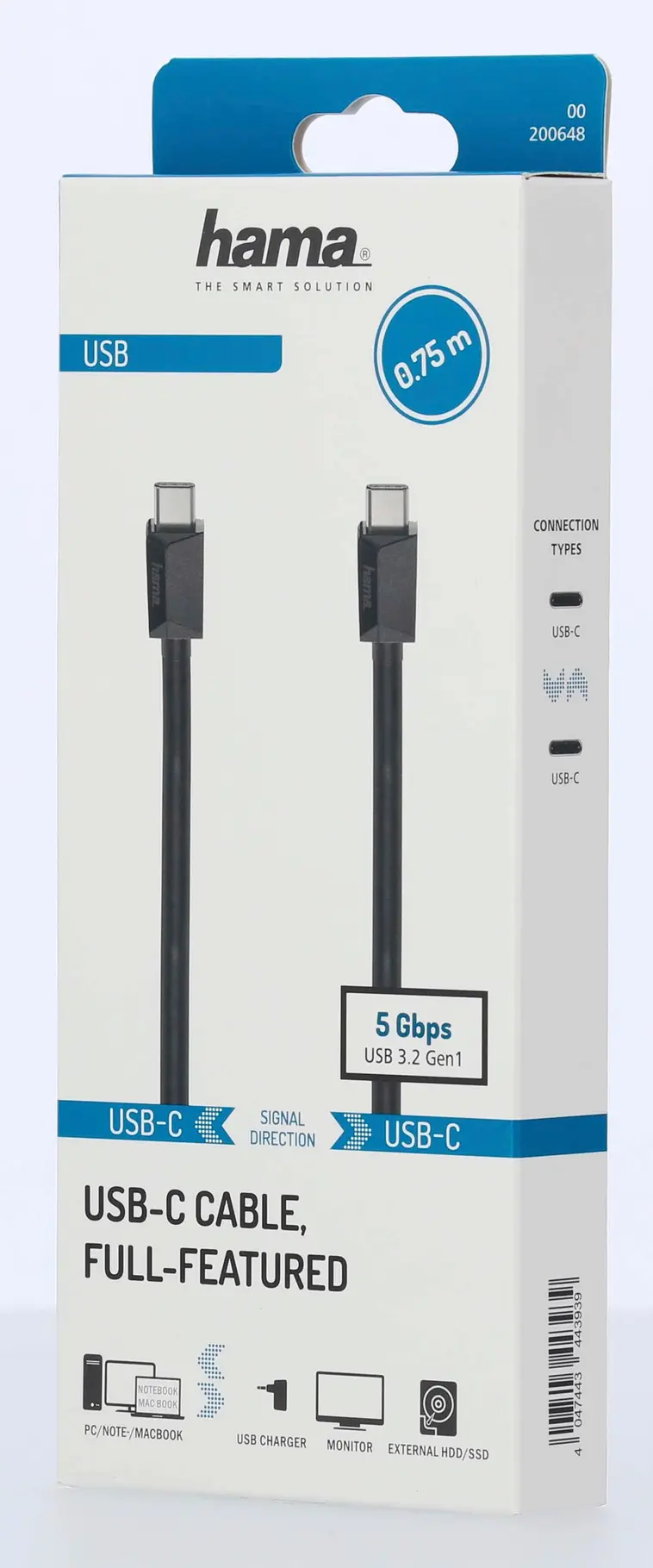 Hama USB-kaapeli, USB-C uros - USB-C uros, E-Marker, USB 3.2 Gen 1, 5 ...
