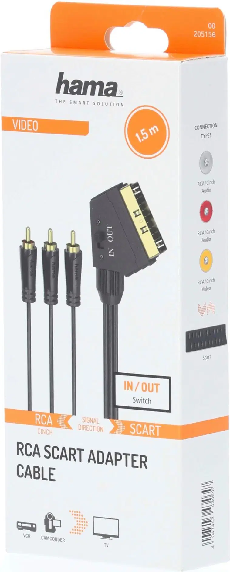 Hama Scart-johto, Scart uros - 3 x RCA uros (Video/Stereo), 1,5 m ...